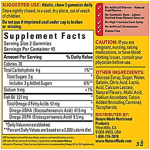 Nature Made Fish Oil Gummies, Omega 3 Fish Oil Supplements, Healthy Heart Support, 90 Gummies, 45 Day Supply