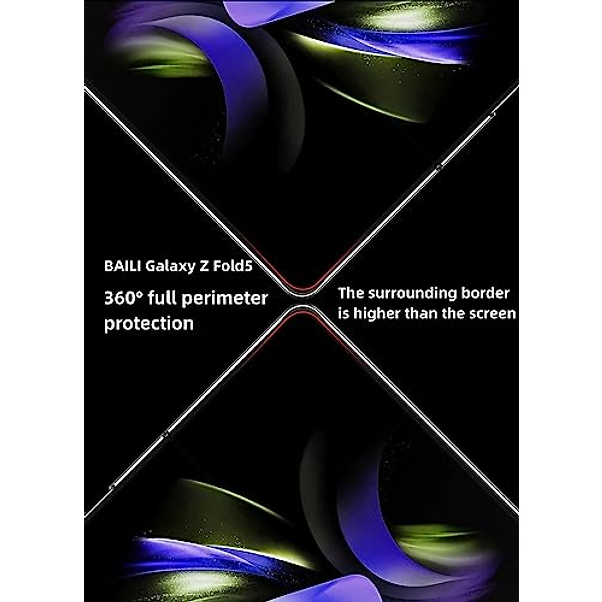 BAILI Galaxy Z Fold5 Transparent Case,HD Transparent Ultra-Slim PC Cover for Z Fold 5,Ultra-Thin as Cicada Z Fold5 Clear Mirror Shell,Military-Grade Drop Proof Case for Samsung Galaxy Z Fold5-Silver