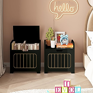 Aenuert Kids Storage Chests & Trunks Black Toy Storage Chests, Small Cube Storage Box Organizer,Wooden Storage Bin With Handle For Store Toy Books Clothes,Small Square Nightstand For Entryway,Bedroom