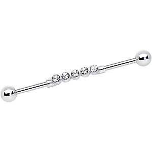 Body Candy Women 14G Steel Helix Cartilage Earring Clear Accent Quintuplet Industrial Project Barbell 1 1/2"