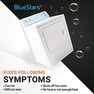 BlueStars 279838 W10724237 Dryer Heating Element 3387134 3977767 Thermostat 3392519 3977393 Thermal Fuse Kit - For Whirlpool Kenmore Roper Amana Dryers NED4655EW1 MEDX655DW1 8565582 3403585 AP3094254