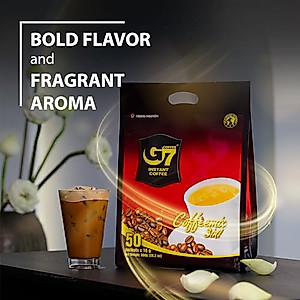 Trung Nguyen G7 Instant Coffee - 3-in-1 Roasted Ground Blend with Creamer & Sugar, Vietnamese Coffee (50 Sachets)