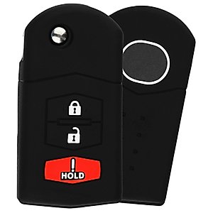 KeyGuardz Keyless Remote Car Flip Key Fob Shell Cover Soft Rubber Case for Mazda CX-7 CX-9 MX-5 MPV RX-8 (Pack of 2)