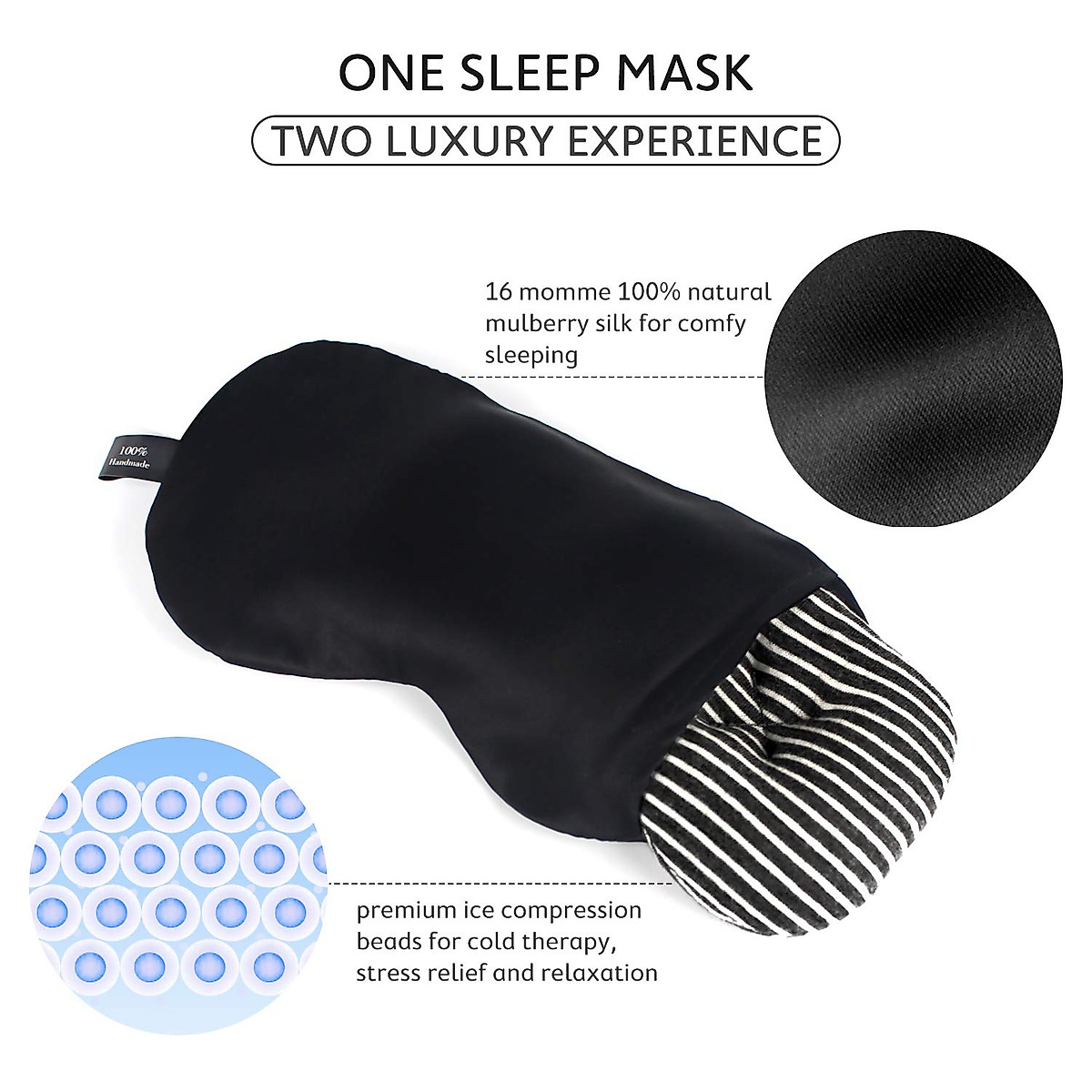 Mavogel Weighted Eye Mask for Sleeping - Weighted Sleep Mask with Removable Eye Pillow, Cooling Eye Mask for Men Women Black