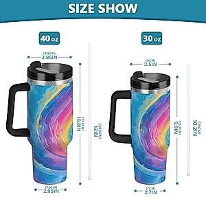 FRCSDIY Colored Vortex Insulated Tumbler with Handle and Straw Lid,40oz Leakproof Stainless Steel Cup BPA-Free Water Bottle