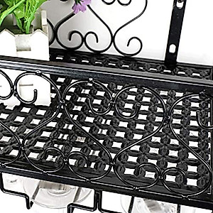 Creative Upside Down Wine Rack Iron Art Red Wine Glass Holder Household Suspension Storage Shelf J1117, PIBM, Black, 80cm