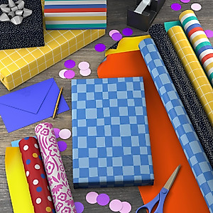 Hallmark Reversible Wrapping Paper Rolls - Solids, Stripes, Polka Dots, Flowers, Gift Wrap Paper (Set of 6 Rolls: 150 sq. ft. ttl.) for Birthday, Christmas, Baby Shower, Graduation, All Occasion