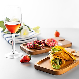 Wine Appetizer Serving Board, James.F Picnic Plate Set of 2, Acacia Wooden Serving Tray with Wine Holder, Mini Charcuterie Cheese Serving Boards Sets for Parties