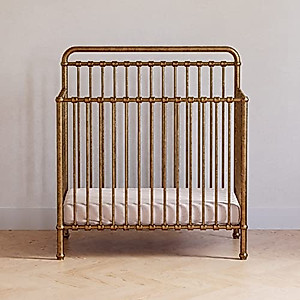 NAMESAKE Winston 4-in-1 Convertible Mini Metal Crib in Vintage Gold, Greenguard Gold Certified