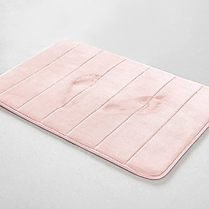 15 Piece Bathroom Shower Curtain set with Memory Foam Bath rugs. 2 Solid Rose Pink Beige Color Modern Design None-Slip Bath Mats Includes12 Roller Ball Hooks Style Carrie (Lite Rose Pink)