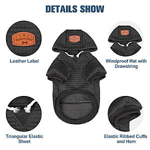 BEAUTYZOO Dog Hoodie for Small Medium Large Dogs, Winter Fall Warm Dog Clothes for Puppy S M Sized Dogs Girl Boy, Dog Sweater Shirt Hoodies with Pocket Bulldog Pitbull Cat Clothing Coat