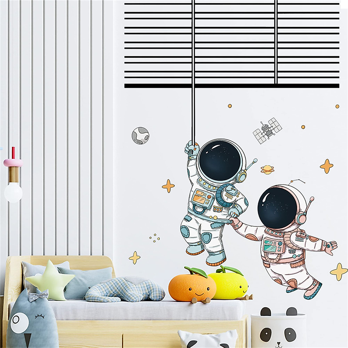 Astronaut Wall Decals, Removable PVC Universe Space Wall Stickers for Bedroom Living Room Kid's Room Kindergarten, Art Window Door Cabinet Corridor NASA Wall Decor Murals (Astronaut 2)