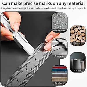 Zonon Soapstone Holder Soapstone Pencil Round Flat Aluminum Welding Tools Flat Soap Stone Markers with 12 Pieces Soapstone Refill White Clear Removable Markings on on Steel, Aluminum, and Cast