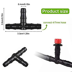 300pcs 1/4" Universal Barbed Tee Fittings, Kalolary Barbed Connectors Drip Irrigation Fits for 4/7mm Water Hose Drip Irrigation Watering System