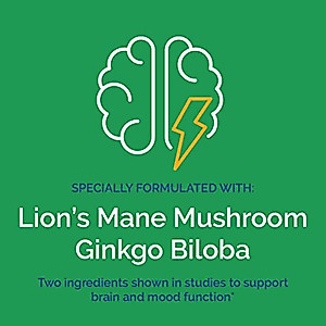 Clear Probiotics Brain and Mood - Brain Fog - Brain Cell Generation and Growth - Improved Mental Acuity - Memory - Balanced Microbiome - Ginkgo Biloba - Lions - Mane - 60 Count