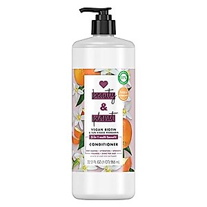 Love Beauty and Planet Silcone-Free Conditioner Vegan Biotin & Sun-Kissed Mandarin Deep Cleanse, Hydrate, Strengthen, Volumize & Shine 5-in-1 Multi-Benefit Nourishing Conditioner for Hair 32 oz