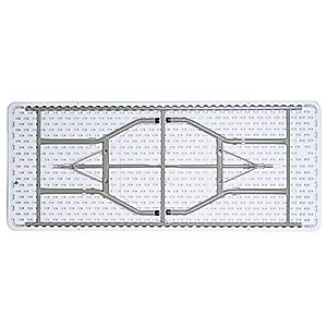 eZone Indoor Outdoor Heavy Duty Portable Folding Plastic Dining Table w/Handle, Lock for Picnic, Party, Camping - White (8 Ft)