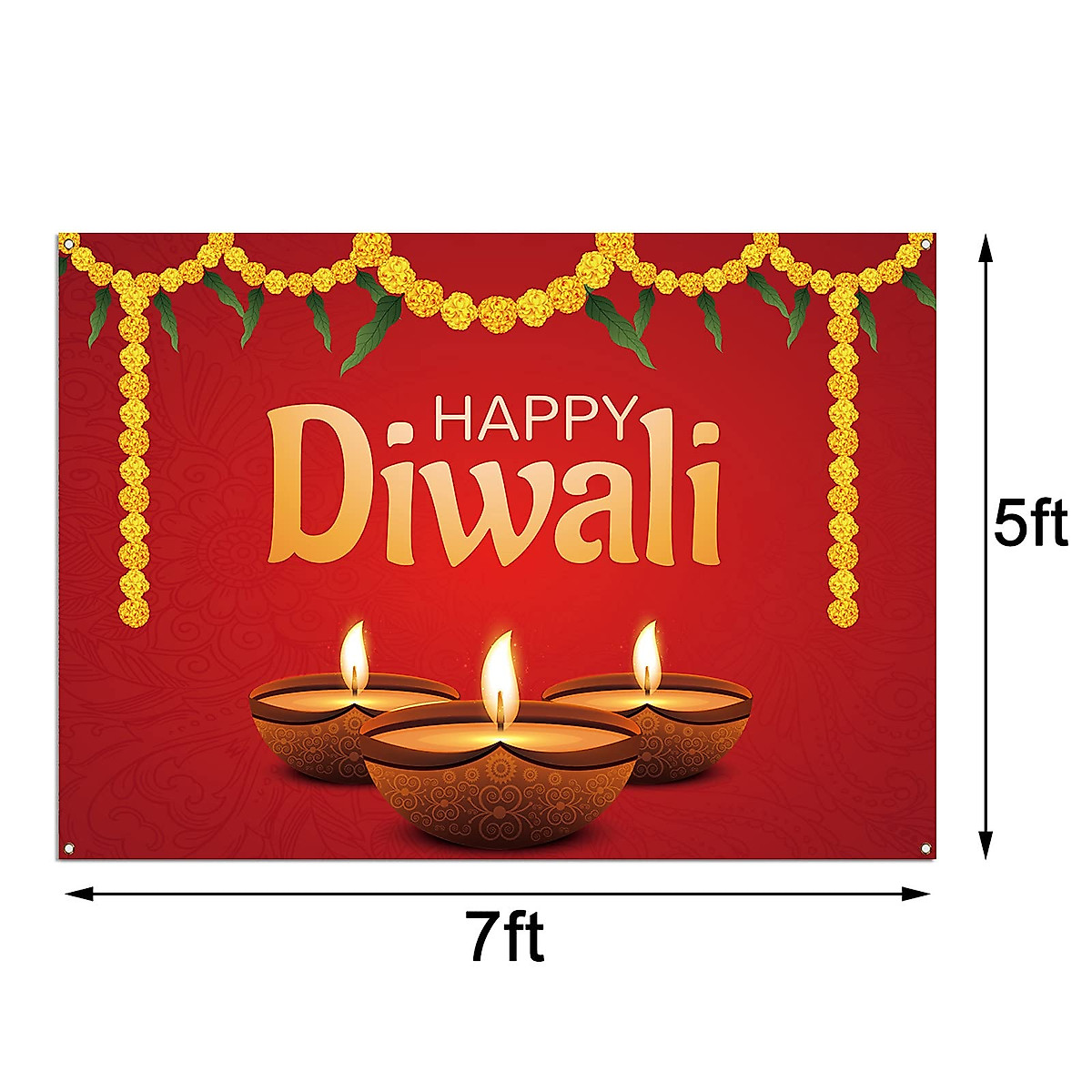 Happy Diwali Photo Booth Backdrop 5x7ft Hindu Festival of Lights Photography Background Decoration