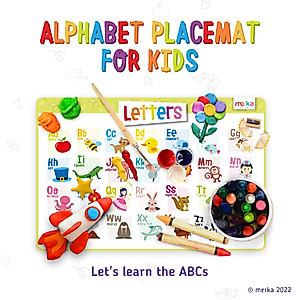 merka Kids Placemat Disposable Placemats for Baby Toddler Placemats ABC Mat Alphabet Learning and Fun Activities Non-Slip Silicone Mat for Dining Table