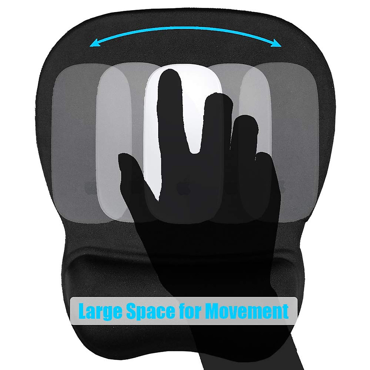 Office Mousepad with Gel Wrist Support - Ergonomic Gaming Desktop Mouse Pad Wrist Rest - Design Gamepad Mat Rubber Base for Laptop Comquter -Silicone Non-Slip Special-Textured Surface (09Black-1)