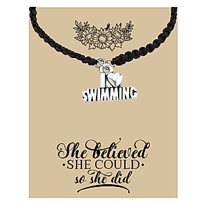 Lywjyb Birdgot Swimming Jewelry Swim Charm Bracelet Swim Gift for Swimmers & Swim Teams (swimming br card)