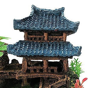 SLOCME Aquarium Classical Resin Castle Decorations - Fish Tank Realistic Details Castle,Fish Tank Green Leaf Castle Aquarium Accessories