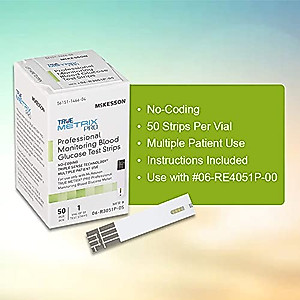 McKesson True Metrix Pro, Blood Glucose Test Strips, Multiple Patient Use, 50 Strips, 24 Packs, 1200 Total