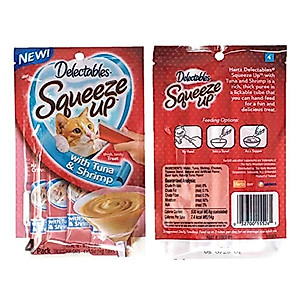 Delectables Hartz Squeeze Up Cat Treats Variety 4 Pouch Bundle of 2 Flavors; 2 Pouches of Each Flavor (2.0 oz Each) (Chicken, Tuna & Shrimp)