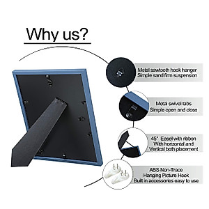 ELSKER&HOME 4x6 Picture Frame - Navy Blue Sturdy Wood Composite Photo Frame - Semi-tempered Glass - Includes Hanging Hardware and Desktop Easel (6 Pack)