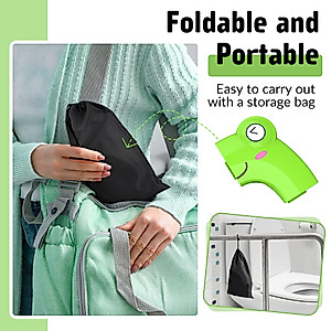 Portable Potty Seat for Toddler Travel - Foldable Non-Slip Potty Training Toilet Seat Cover for Boys Girls, Baby Kids with Drawstring Bag (Green Frog)