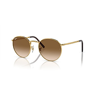 Ray-Ban RB3637 New Round Sunglasses, Gold/Clear Gradient Brown, 50 mm