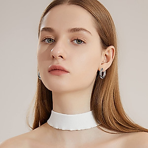 ORAZIO 6 Pairs Clip on Earrings for Women Gold Chunky Clip on Hoop Earrings Twist Tube Silver Hoop Earrings Non Pierced Fake Earrings Set