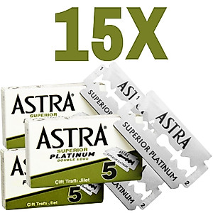 Astra Superior Premium Platinum Double Edge Safety Razor Blades, 5 Count (Pack of 3)