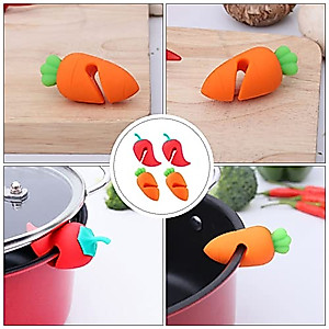 Cabilock 8Pcs Spill- proof Lid Lifter Silicone Lid Lifts Carrot Chili Kitchen Pot Lid Holders Lid Stand Heat Resistant Holder Keep The Lid Open