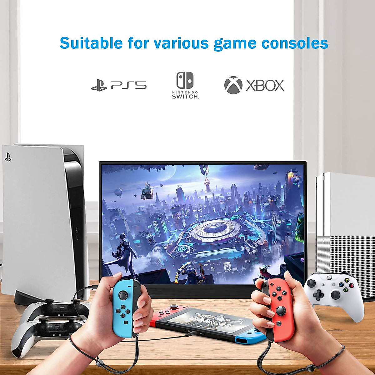 ZEUSLAP 15.6 Inch Portable Monitor, 1920x1080 Full HD IPS Portable Screen with HDMI+USB-C Ports for Laptop/MacBook Pro/PC/Switch/Xbox/PS4/Smartphone, Including Smart Cover (Common