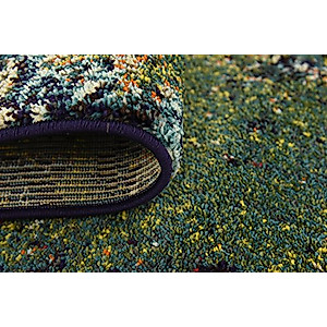 Unique Loom Estrella Collection Distressed, Landscape, Abstract, Modern, Earth Tones Area Rug (3' 3 x 5' 3 Rectangular, Navy Blue/Green)