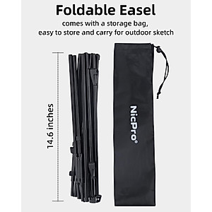 Nicpro Folding Easels for Display, 2 Pack 63 Inch Metal Floor Easel Stand Tripod Black Portable for Artist Poster Wedding with Carry Bag