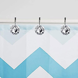 Decorative Shower Curtain Hooks Rings for Bathroom Bathtubs Home Door Window Decor Bling Acrylic Rhinestone Crystal Diamond, Anti Rust (with Glide Ball)