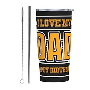 ayvcxui I Love My Dad Father's Day Stainless Steel Insulated Tumbler 20 Oz Water Bottle Coffee Mug Coffee Mug With Lid Straw Gifts