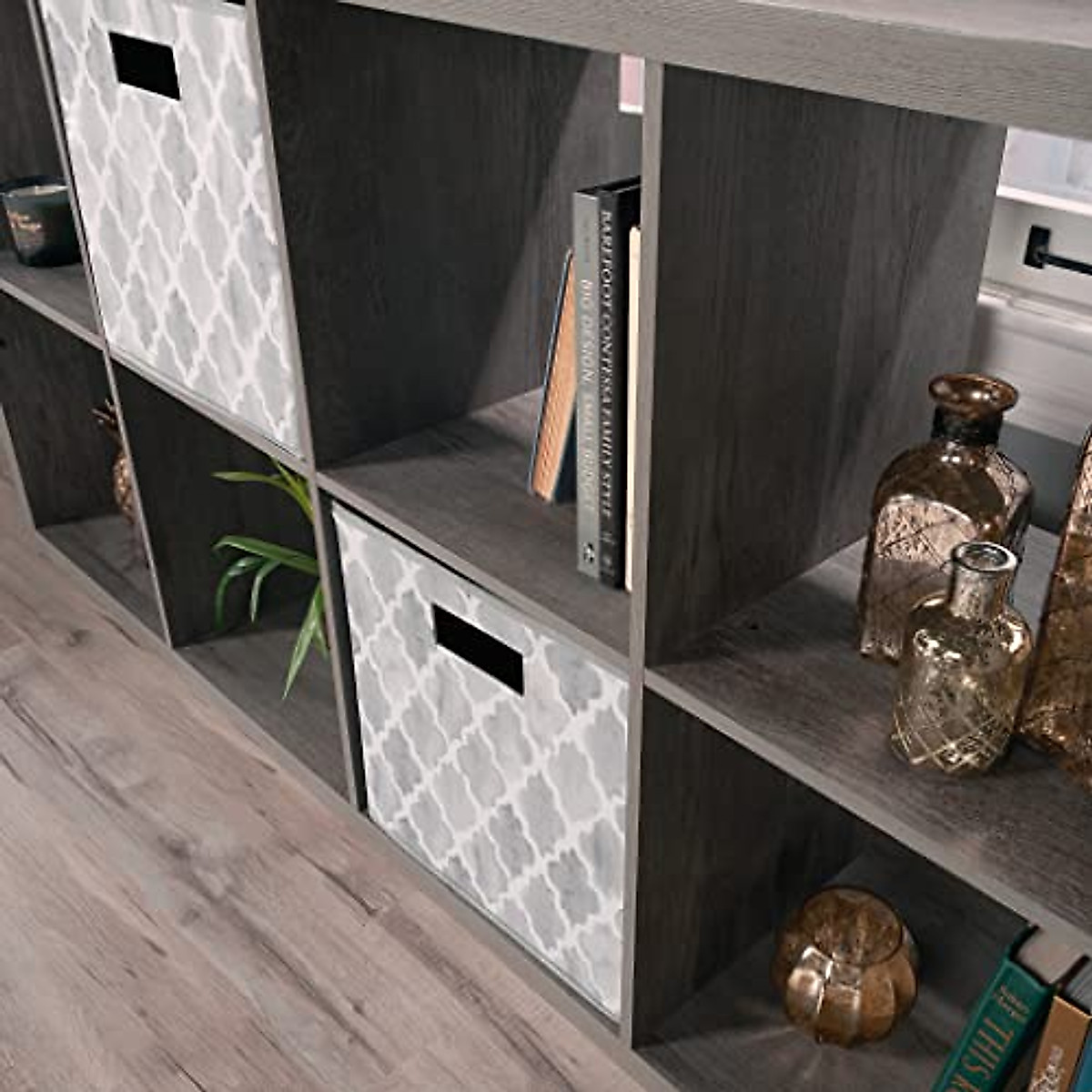 Sauder Miscellaneous Storage 8-Cube Organizer, L: 29.84" x W: 13.03" x H: 57.87", Mystic Oak