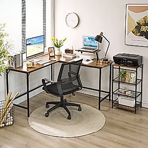 IBUYKE Industrial 53-Inch L-Shaped Computer Desk with Monitor Stand, Large Modern Corner Desk, Study Writing Workstation for Home Office, Space-Saving Gaming Table, Easy Assembly UTMJ052H