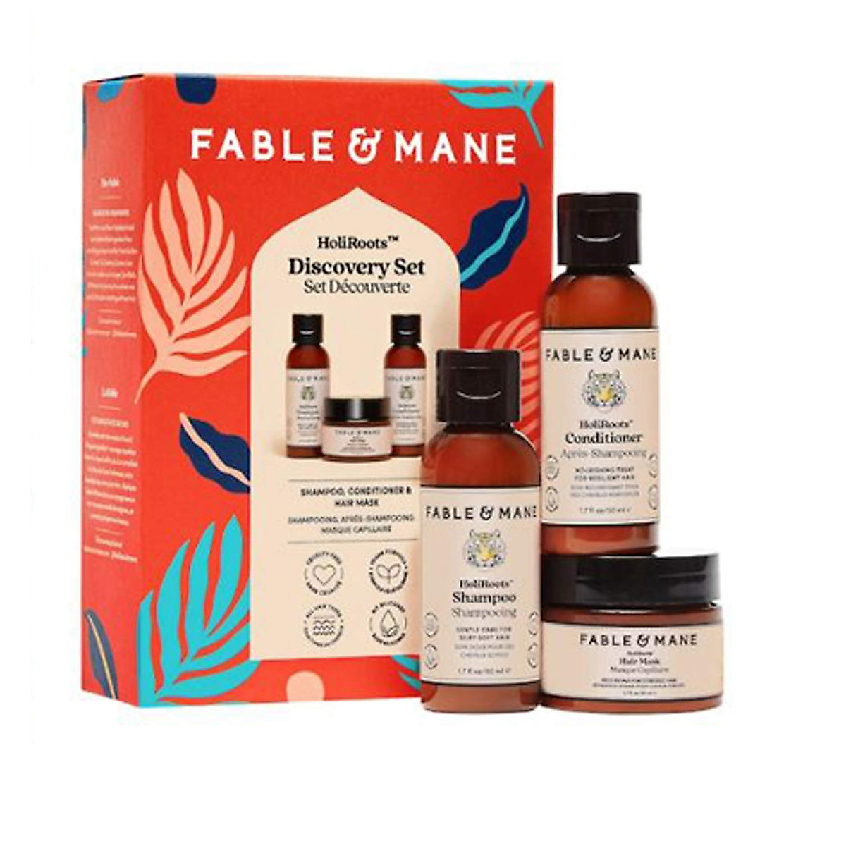 Fable & Mane HoliRoots Haircare Discovery Set! Includes Shampoo, Conditioner And Hair Mask! Formulated With Dashmool, Tiger Herb & Turmeric! Hydrates, Fights Frizz And Protects Against Damage!
