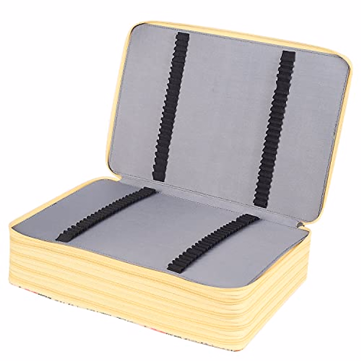 Shulaner 500 Slots Colored Pencil Case Organizer with Zipper Large Capacity Flower Pen Holder Bag for Painter or Artist (Yellow, Small Slots)