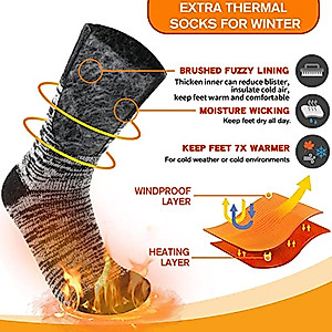 Welwoos Heated Thermal Socks for Women & Men Winter Warm Ski Thick Boot Insulated Gift Socks Stocking Stuffers for Women 3 Pairs (Black,M)