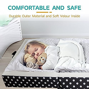 MOOITZ Toddler Bed, 3-in-1 Toddler Floor Bed: Portable, Foldable, and Travel-Friendly - Ideal Travel Bed for Toddlers and Kids, Navy Blue, 55x34 Inch