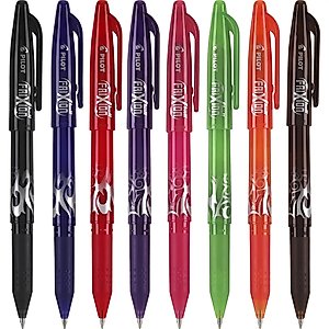 PILOT Pen 31569 FriXion Ball Erasable & Refillable Gel Ink Stick Pens, Fine Point, Assorted Color Inks,8 Count (Pack of 1) Pouch