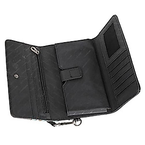 Montana West Womens Wallet Clutch Wallets Credit Card Coin Bill Try Fold Accordion (Patina Buckle Black)