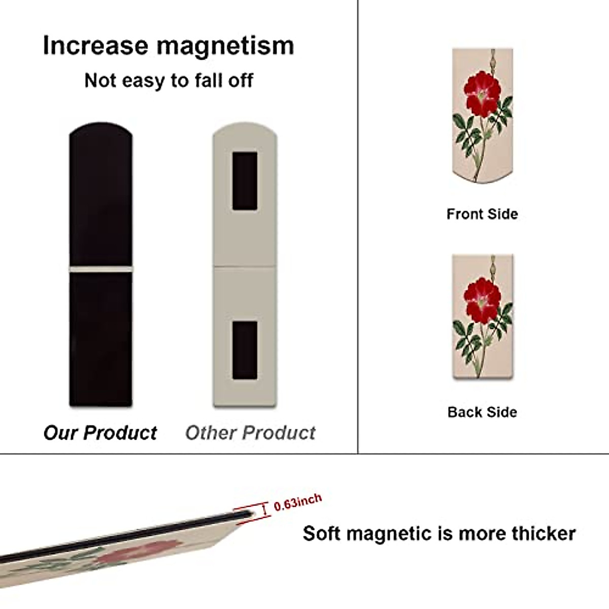 12PCS Magnetic Bookmarks - Magnet Page Markers Page Clips Assorted Book Markers Set with Exquisite Pattern, Bookmarks for Women, Students, and Book Lovers(Floral Style)