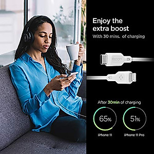 Spigen DuraSync USB C to Lightning Cable [3ft MFi Certified] [Supports Power Delivery] Works with iPhone XR, XS, XS Max, X, 8, 8 Plus and iPad with Lightning Charger Port (White)