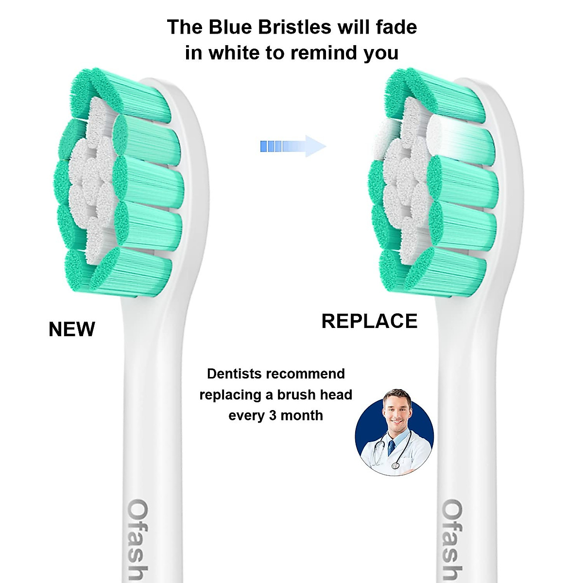 Ofashu Replacement Toothbrush Brush Heads for Philips Sonicare E Series Essence Elite Xtreme Advance CleanCare All Screw On Electric Toothbrush 7022/66, 6 Pack